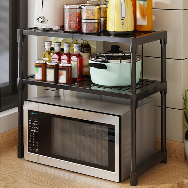 Jaza Keja 2-Tier Microwave Oven Rack, Steel Pipe Support, Rust-Proof K ...