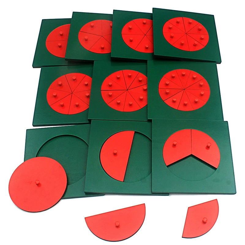 Baby Montessori Math Toys Wooden Fraction Circles 1-10 Counting Fracti ...