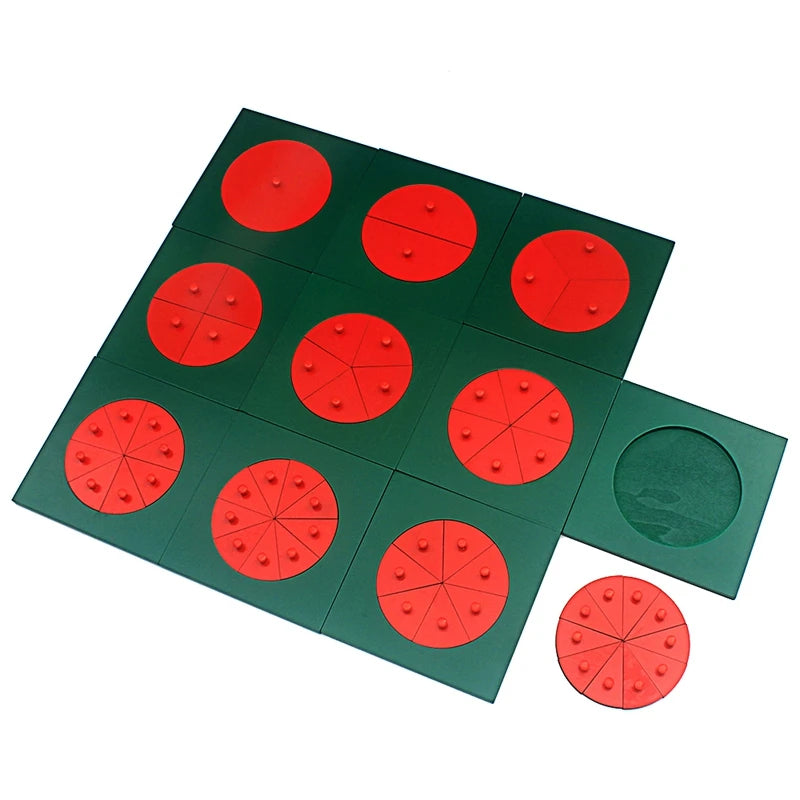 Baby Montessori Math Toys Wooden Fraction Circles 1-10 Counting Fracti ...
