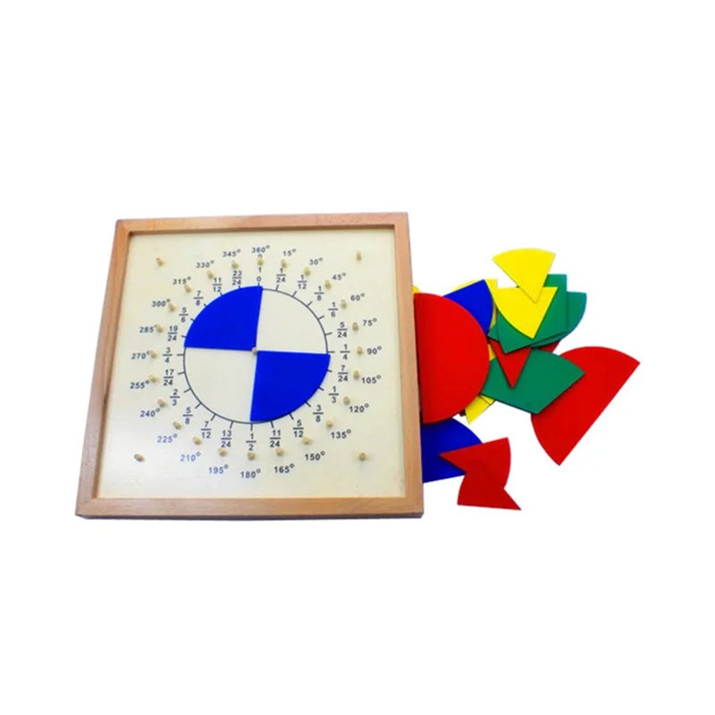 Montessori Mathematic Materials Wood Fraction Circles Board Kids Early ...