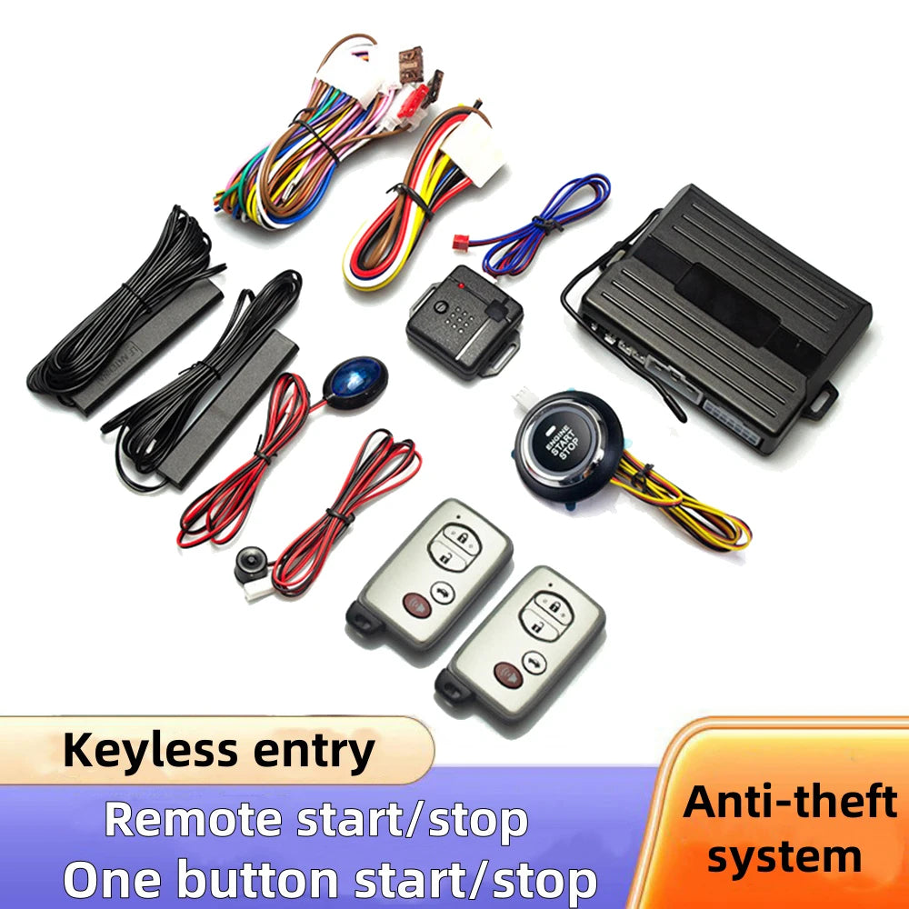 12V Universal Car Keyless Entry System Engine Start Alarm System One-b ...