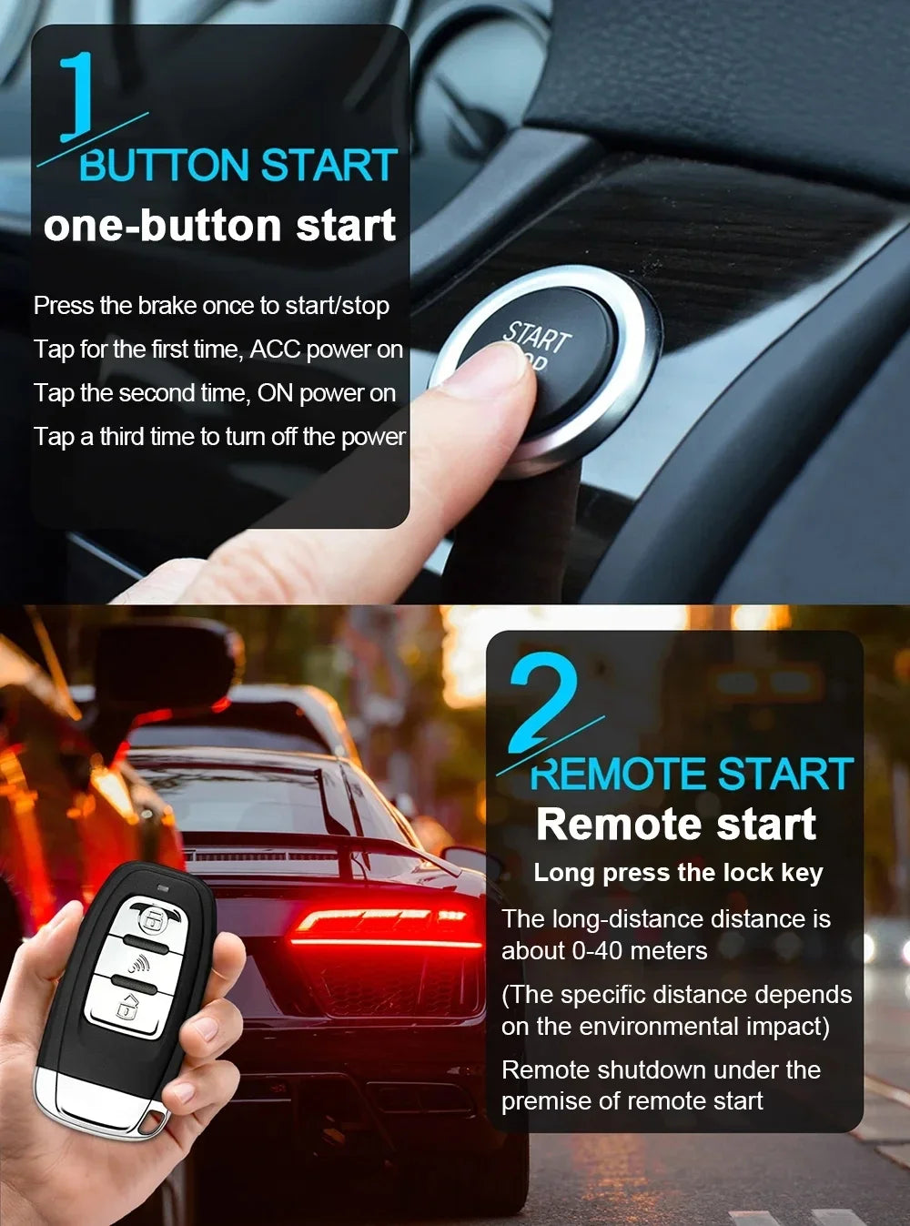 Car Keyless Start System One-touch Start/stop Cell Phone APP Bluetooth ...