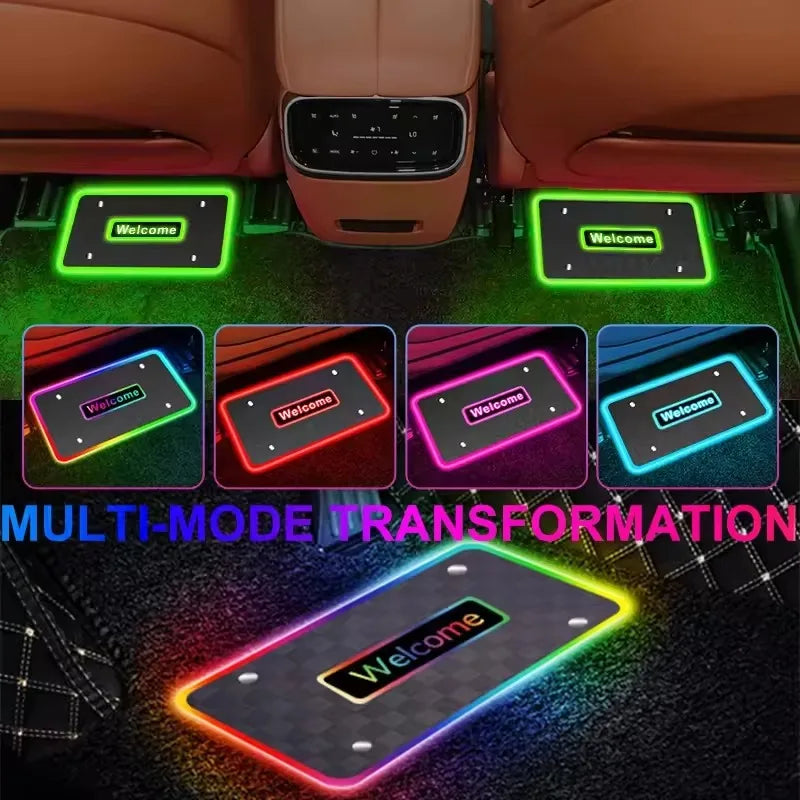 2/4 in 1 Car Floor Mat Ambient Light Customizable Logo RGB Colors App ...