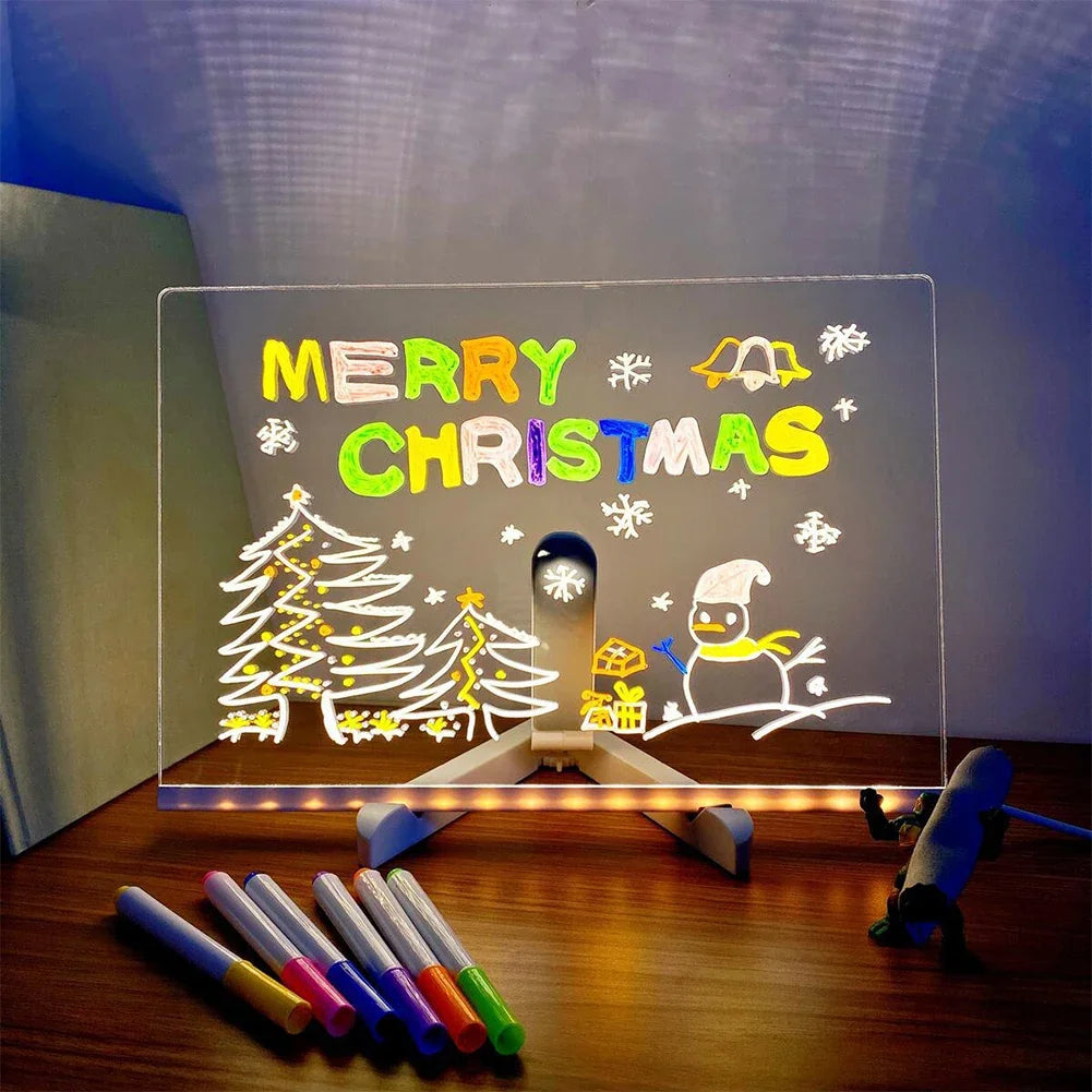 Light Up Acrylic Message Board Rewritable DIY Children's Glowing Drawi ...