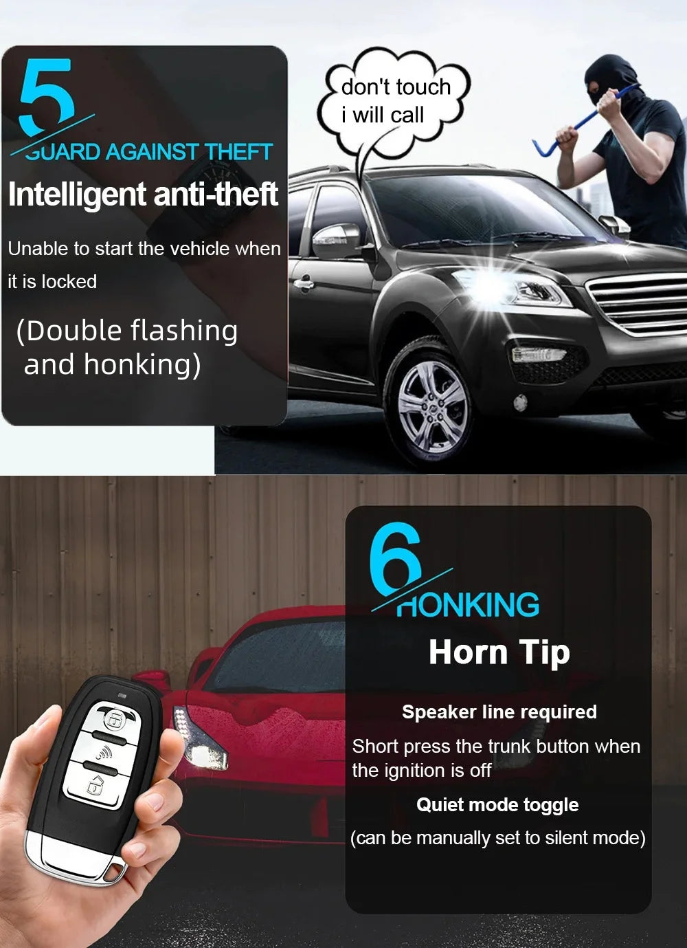 12V Universal Car Keyless Entry System Engine Start Alarm System One-b ...