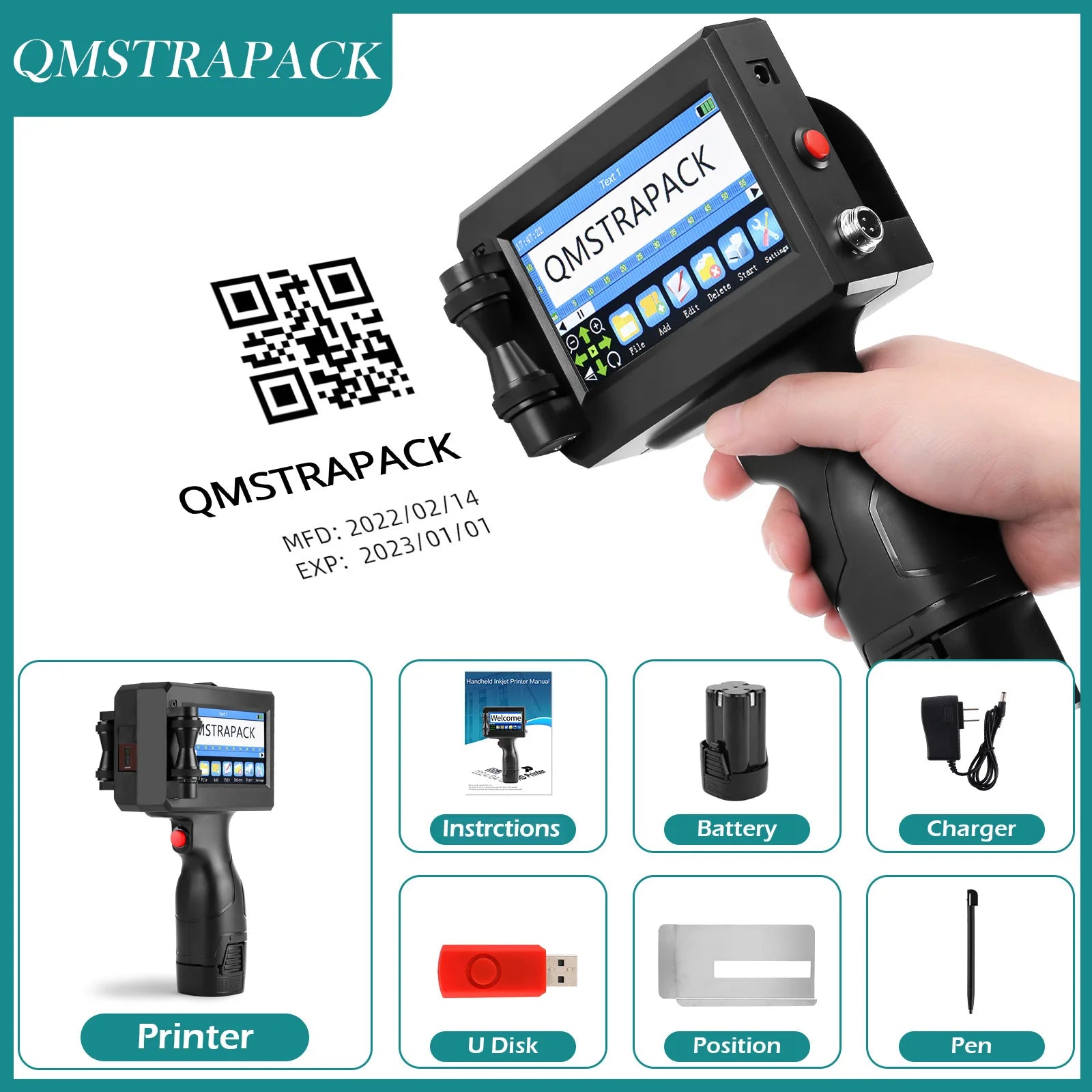 Non-encrypted Handheld Inkjet Printer Gun 12.7mm with Fast-Drying Ink ...