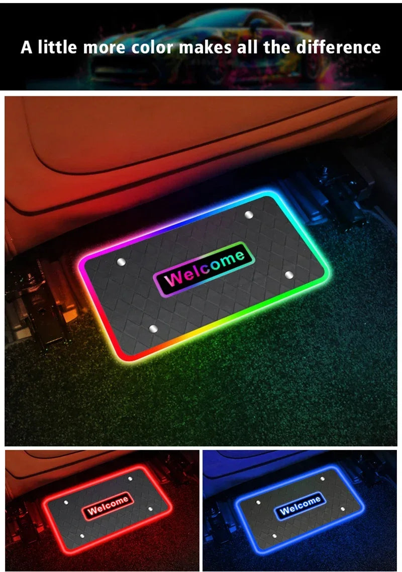 2/4 in 1 Car Floor Mat Ambient Light Customizable Logo RGB Colors App ...