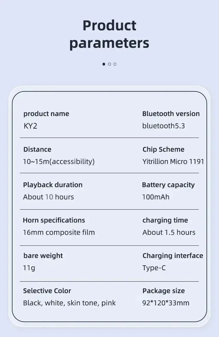 KY2 Single Wireless Earphones Air Conduction OWS Headphone HiFi Ear-Ho ...