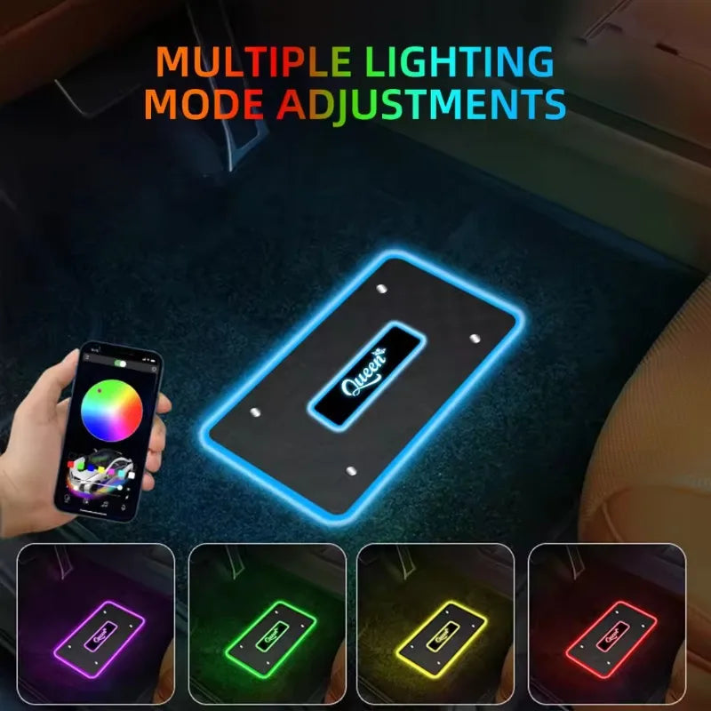 2/4 in 1 Car Floor Mat Ambient Light Customizable Logo RGB Colors App ...