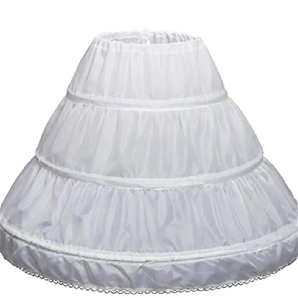 White Children kids Petticoat A-Line 3 Hoops One Layer Flower Girls Cr ...