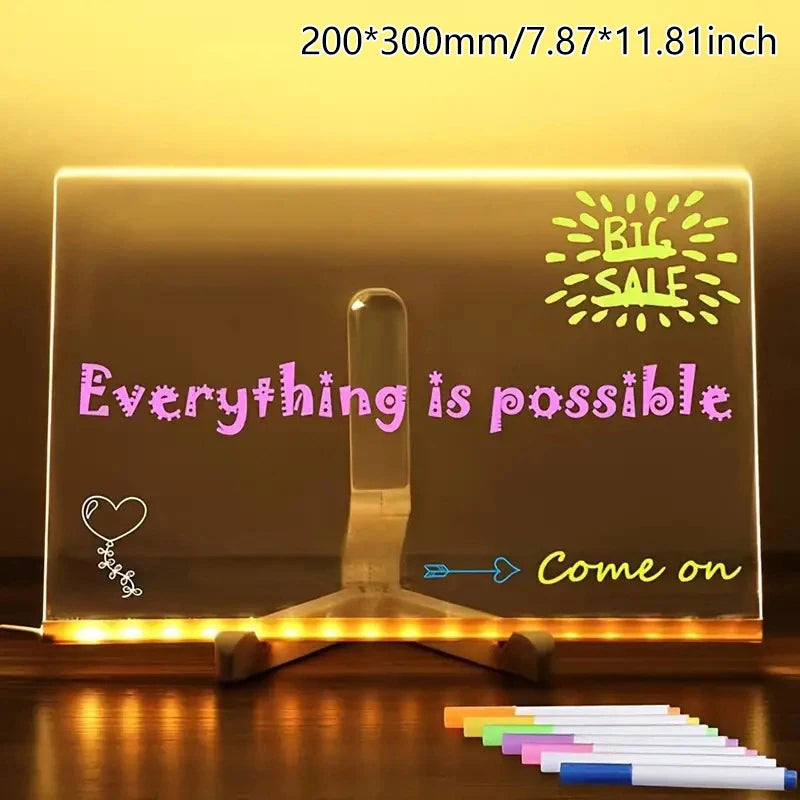 LED Note Night Light Board With Colorful 7 Pens DIY Acrylic Message Bo ...