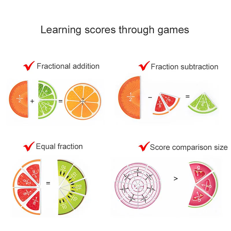 Wooden Math Enlightenment Fruit Fraction Decomposition Plate Montessor ...