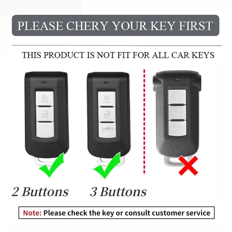 Car Key Case Cover Keyless Leather Shell for Mitsubishi Outlander Lanc ...