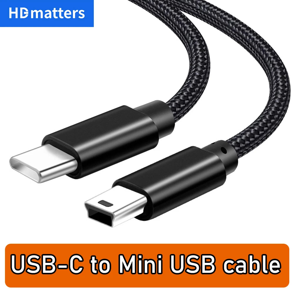 USB C to Mini USB cable Braided USB-C to Mini-USB 5-pin OTG charging S ...