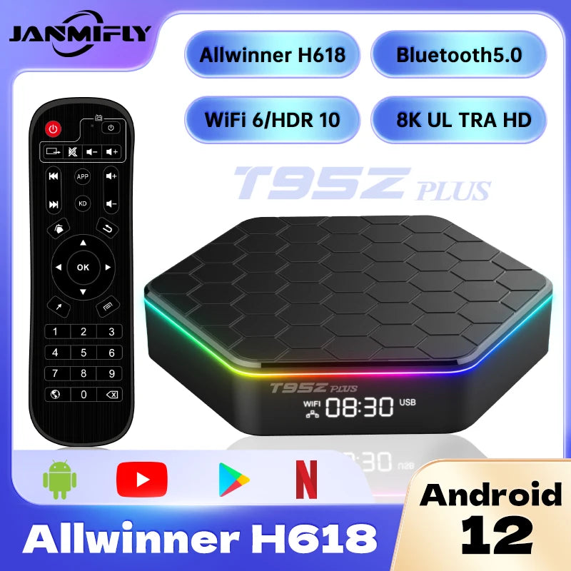 T95Z plus Android 12 Smart TV Box 8K Allwinner H618 BT5.0 WiFi 6 Strea ...