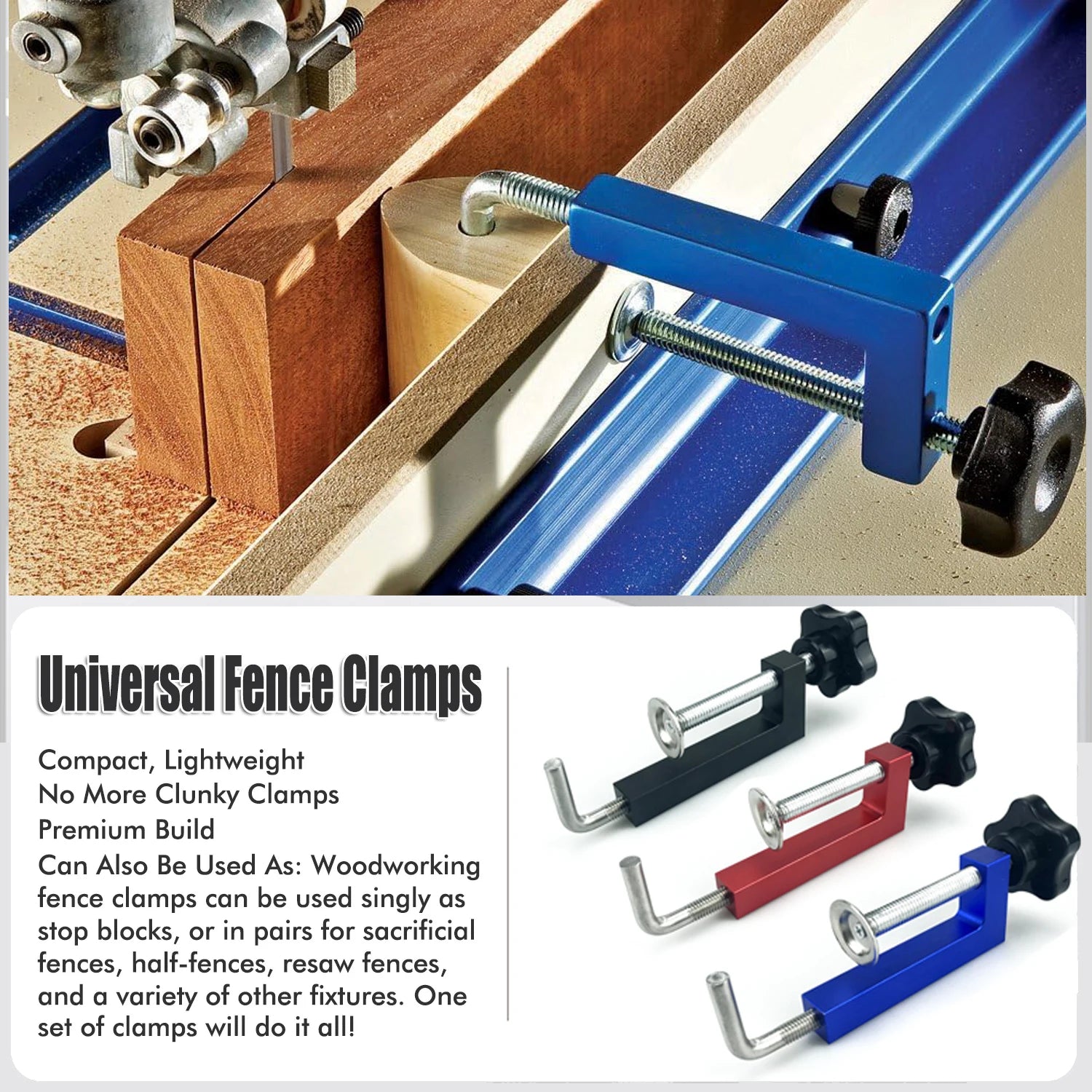 Universal Fence Clamps 360 Rotating Adjustable Fixed G Clamps Fast Fix ...