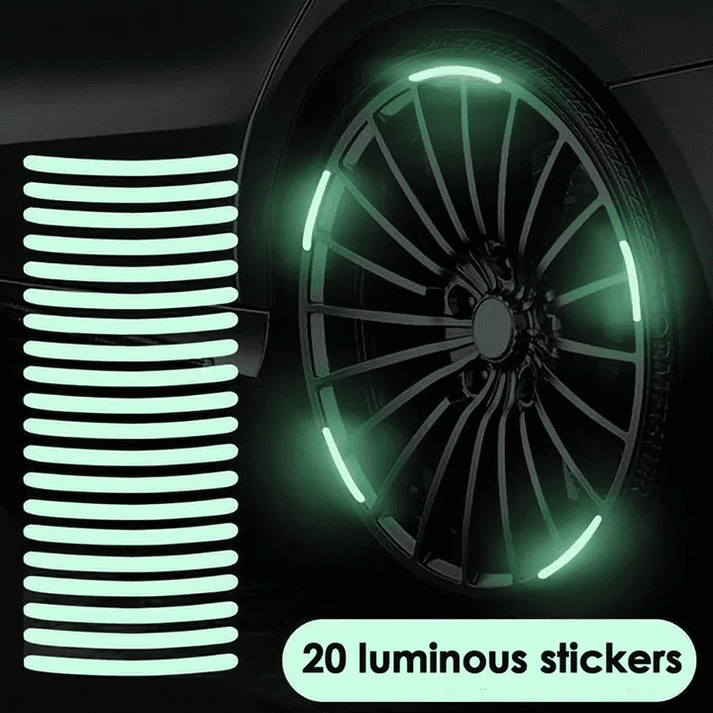 Luminous Car Wheel Hub Reflective Stickers | Night Safety Rim Strips ...