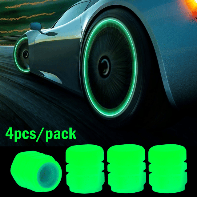 Luminous Tire Valve Caps - Fluorescent Night Glowing Wheel Decor ...
