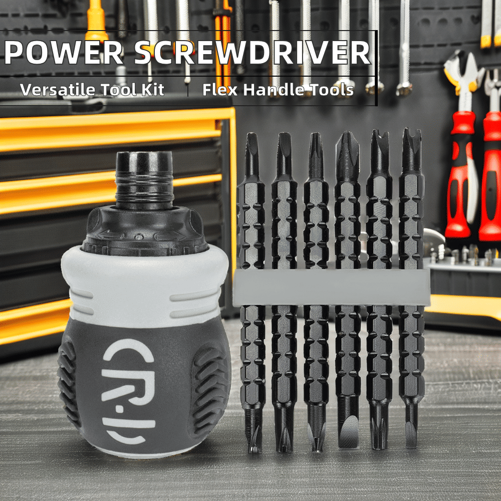 12-in-1 Ratcheting Screwdriver Set - Portable Stubby Multi-bit Tool ...